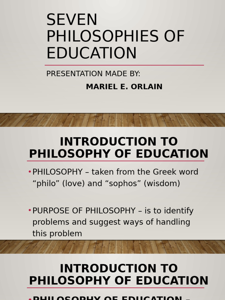 Seven Philosophies of Education | PDF