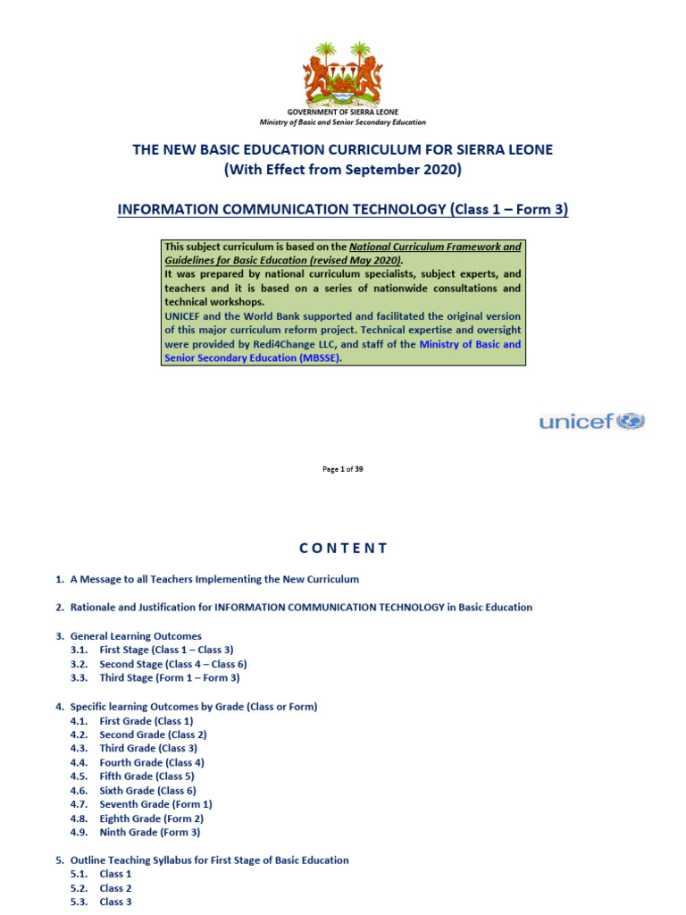 ICT Syllabuses | PDF