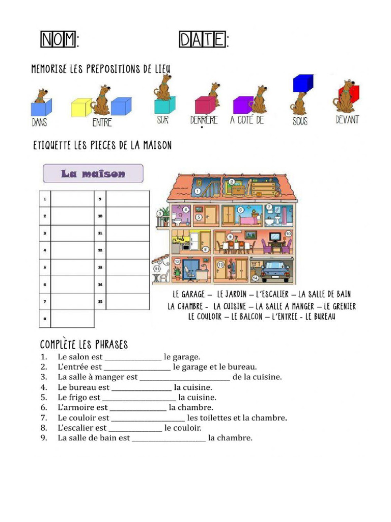 la maison et prepositions | PDF