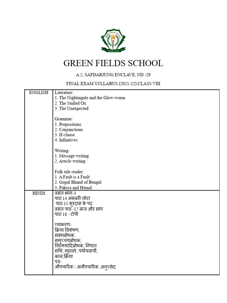 Final Exam Syll-8 | PDF | Language Arts & Discipline | Foreign Language ...