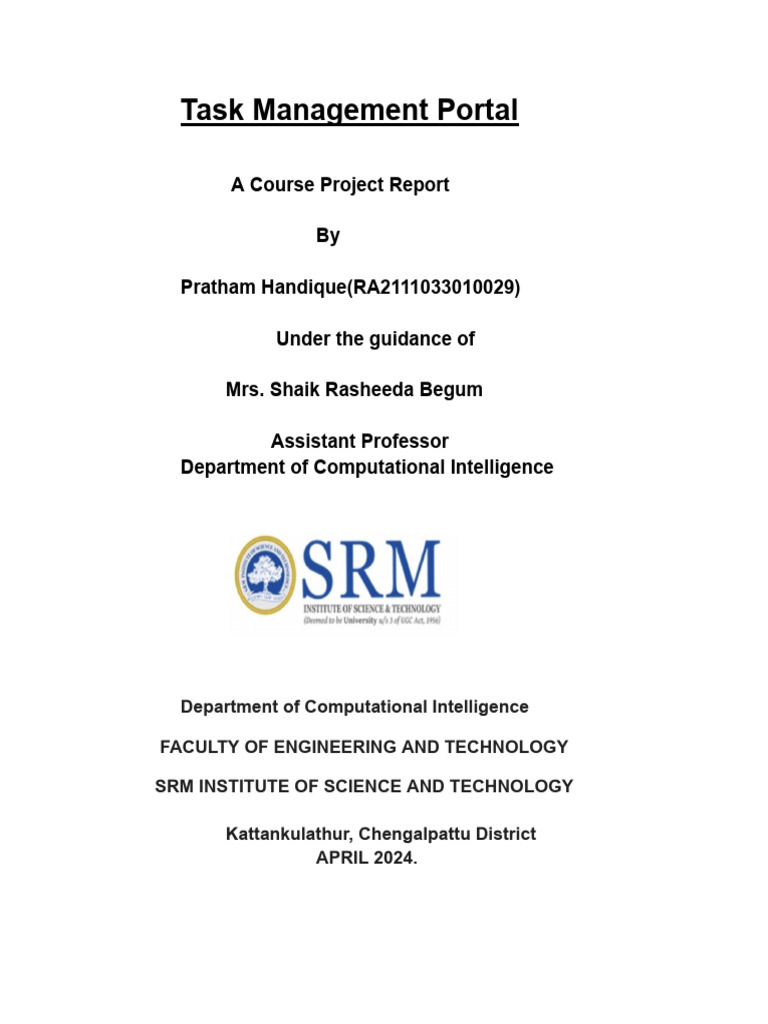 Task Management Portal Report | PDF | Ajax (Programming) | J Query