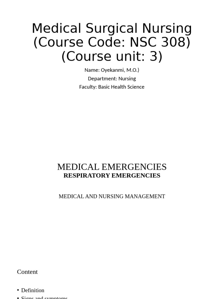 Medical Emergencies | PDF