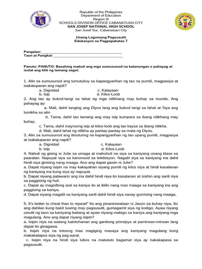 Second Periodical Test 2022 2023 Esp | PDF