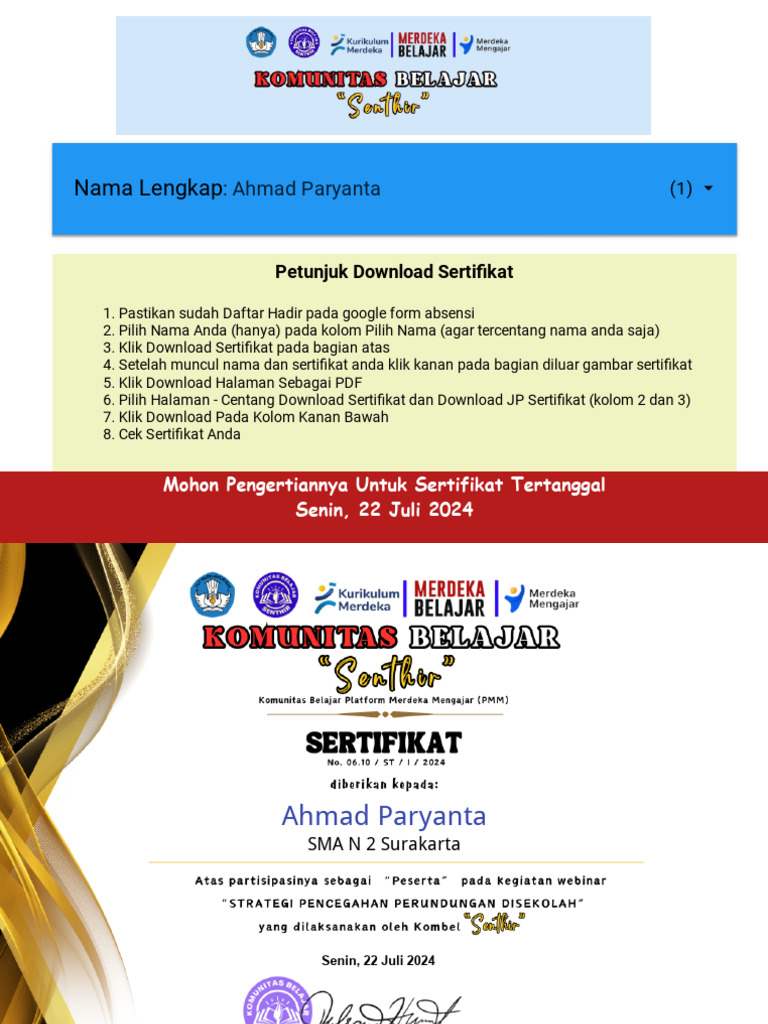 Sertifikat_Webinar_Perundungan 22 Juli Ahmad | PDF