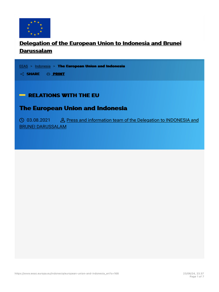 The European Union and Indonesia - EEAS | PDF | European Union | Politics