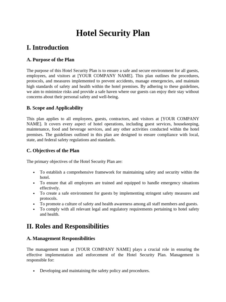 Hotel Security Plan | PDF