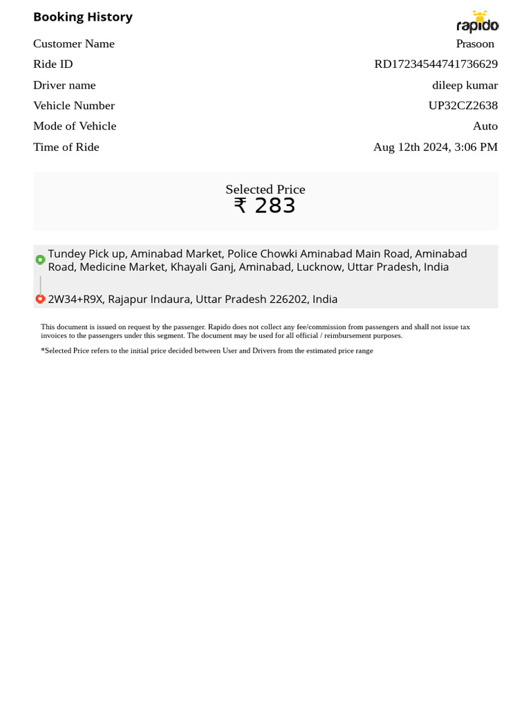 Rapido Lucknow | PDF