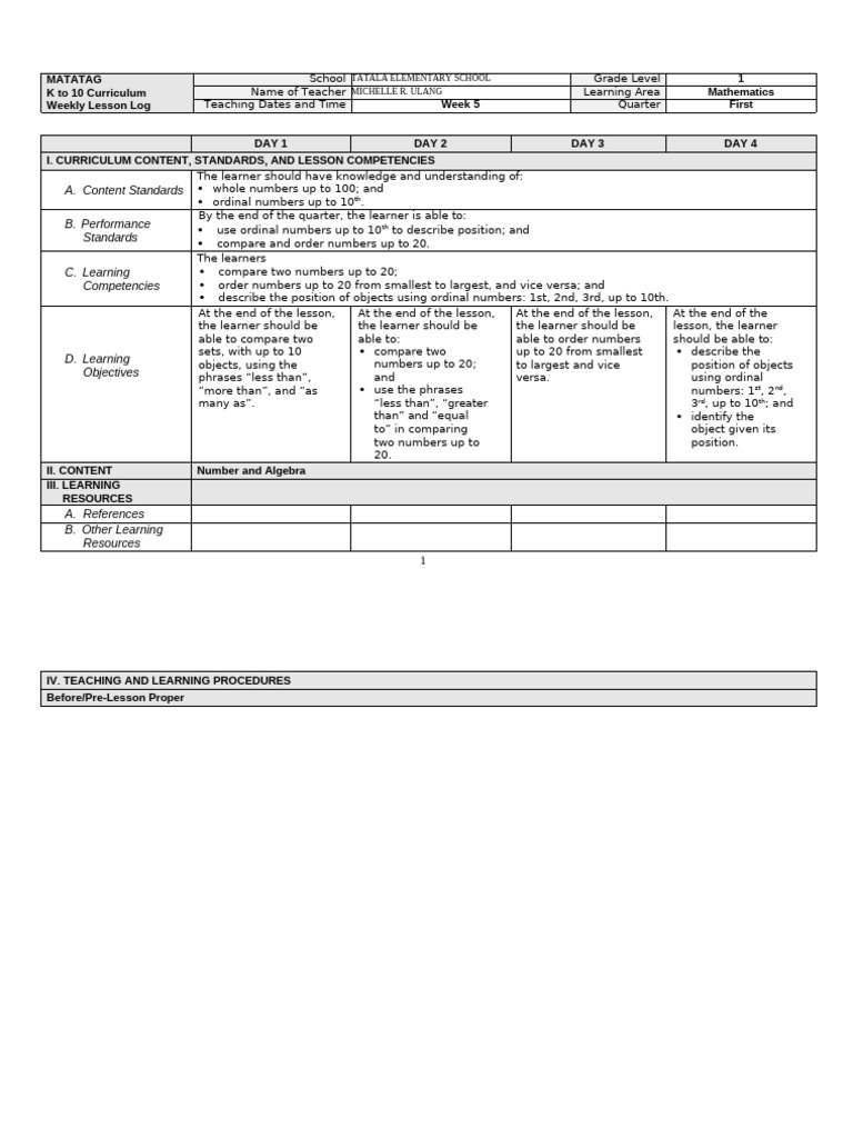 LE Math1 Q1 Wk5 Revised | PDF