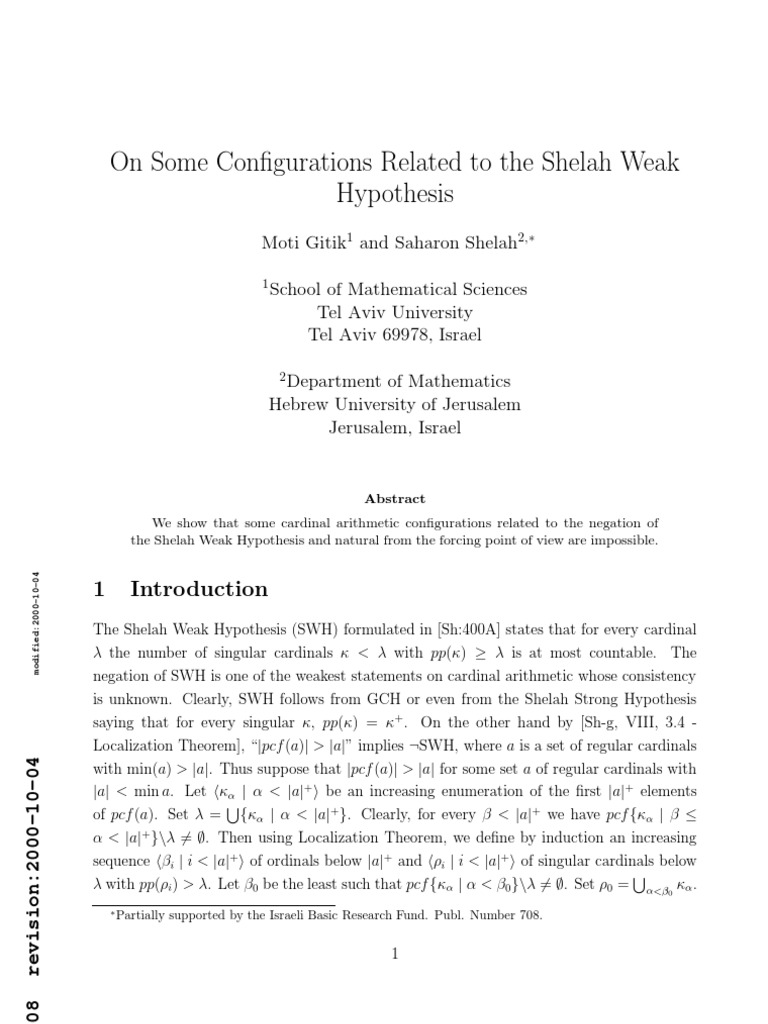 Moti Gitik and Saharon Shelah - On Some Configurations Related To The ...