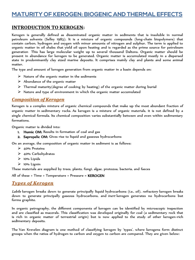 (Unit-3) Maturity of Kerogen | PDF