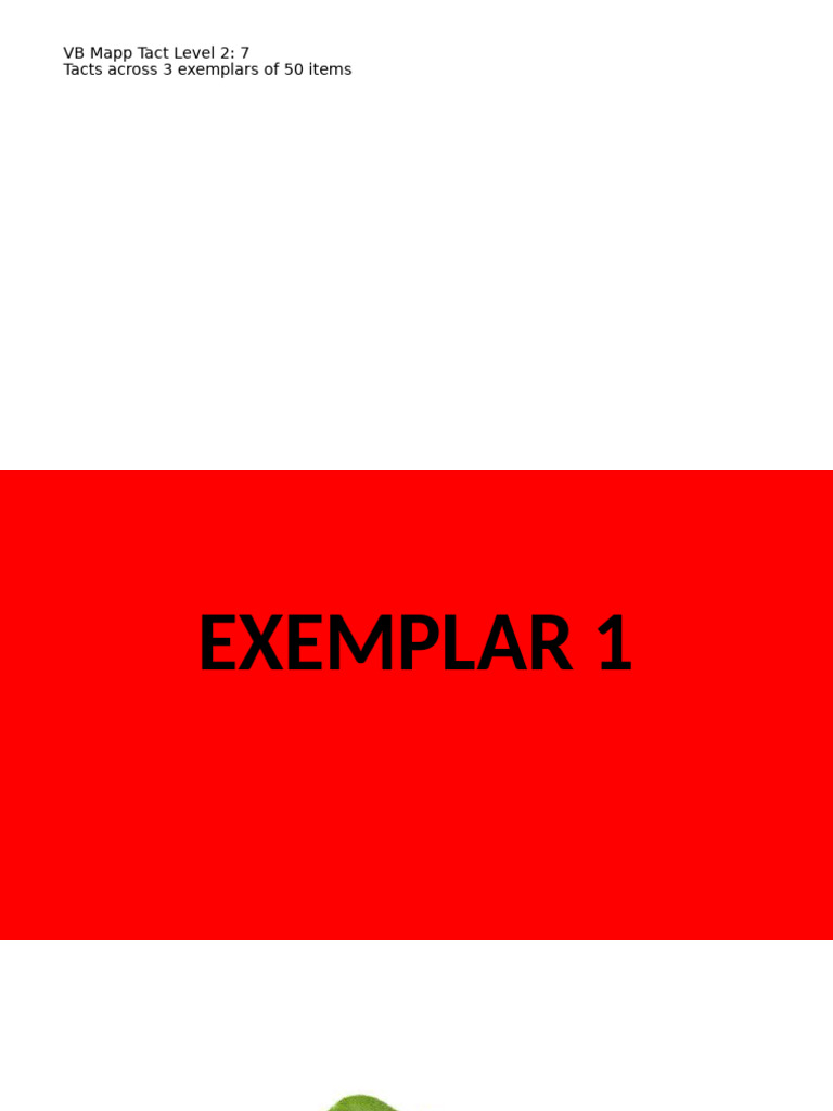 VB Mapp Level 2 Tact Across 3 Exemplars of 50 Items | PDF