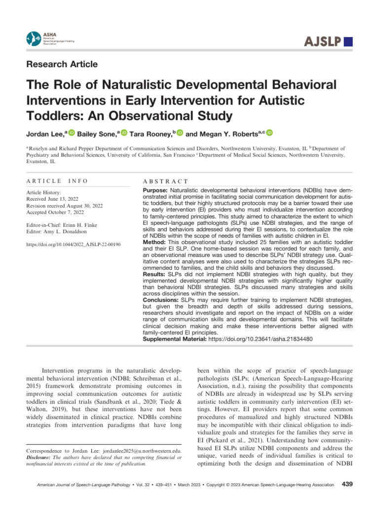 Role Naturalistic Developmental Behavioral | PDF
