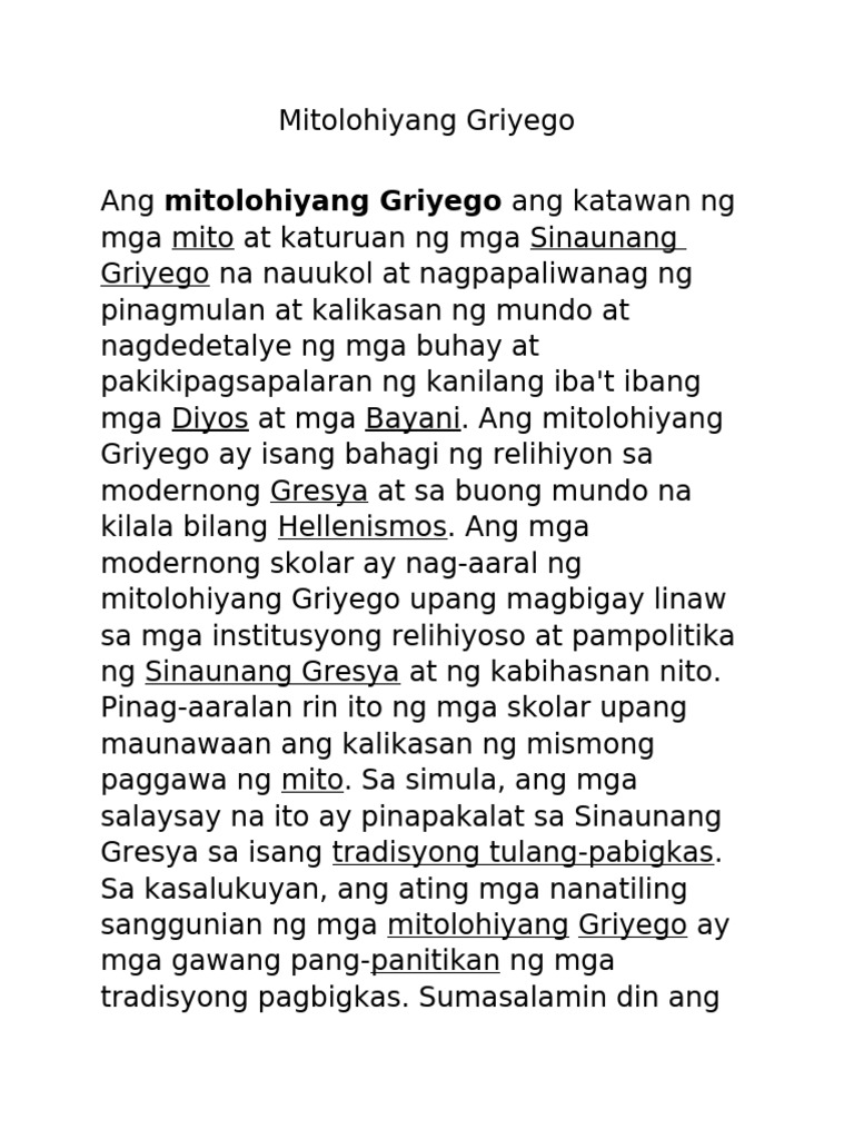 Mitolohiyang Griyego at Romano - Esp | PDF