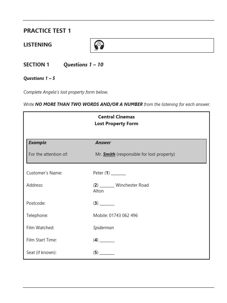 Ac Listening Test 1 | PDF