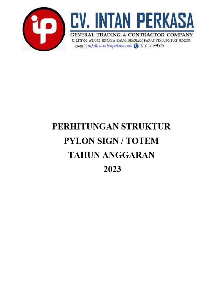 Perhitungan Konstruksi Pylon Sign | PDF