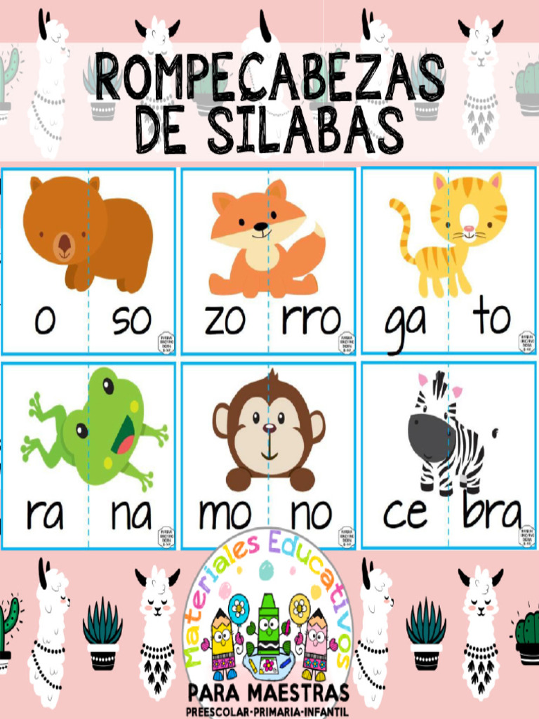 Rompecabezas de sílabas para formar palabras recopilado por Materiales ...