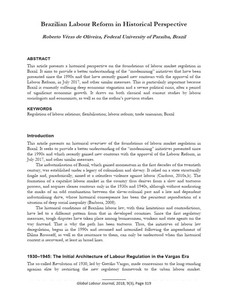 OLIVEIRA Brazilian Labour Reform in Historical Perspective | PDF