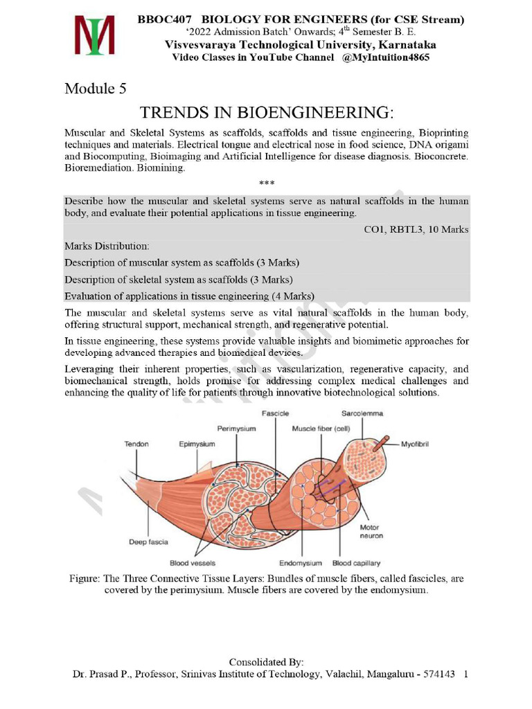 BBOC407 Module 5 DRP's Notes Biology For Engineers (For CSE Strem) | PDF