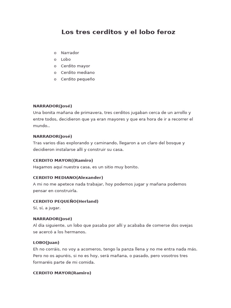 Cuento de Los 3 Cerditos | PDF