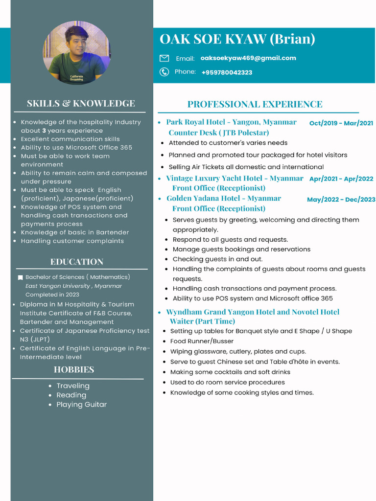 OAK SOE KYAW CV | PDF