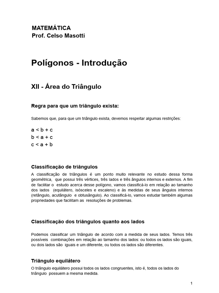 Matemática - A - 1b - Polígono - Triângulos | PDF | Matemática ...