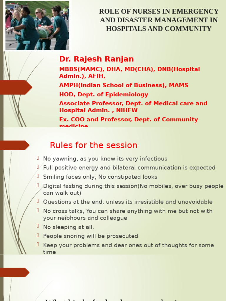 Role of Nurses in Emergency and Disaster Management 23-11-23 | PDF