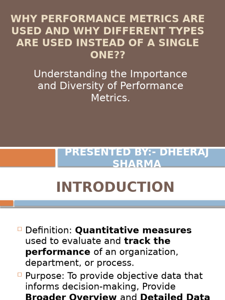 Why Performance Metrics Are Used and Why Different | PDF