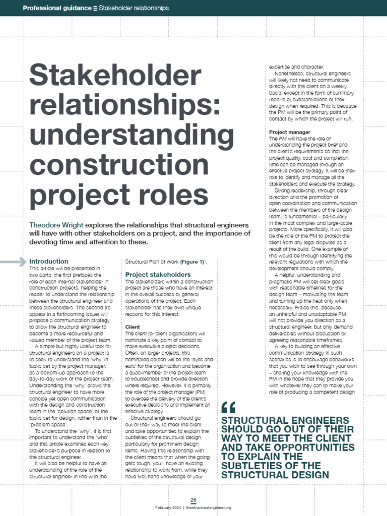 Stakeholder Roles in Construction Projects | PDF | Architect