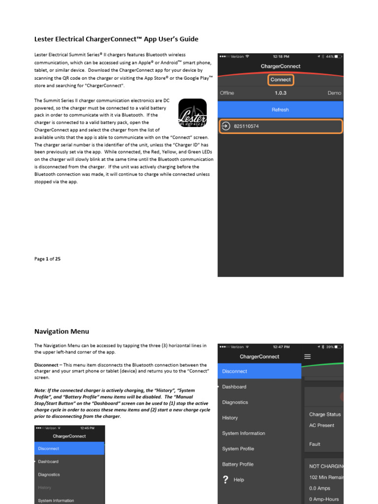 ChargerConnect App Users Guide | PDF