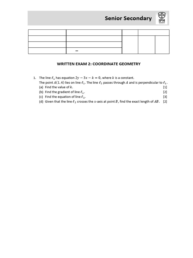 Test 2 - Coordinate Geometry | PDF | Circle | Line (Geometry)