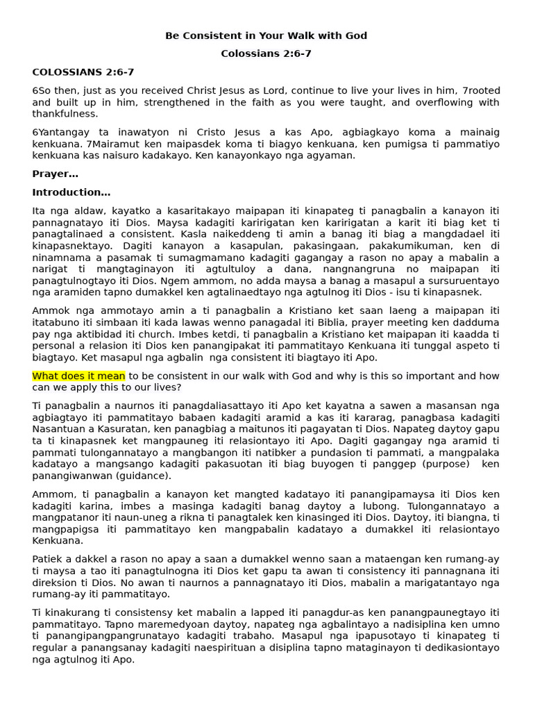 Be Consistent in Your Walk With God | PDF