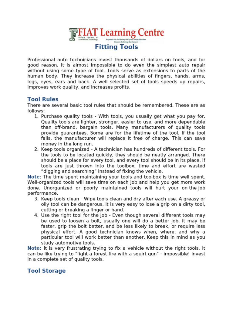 Fitting Tools 1 | PDF
