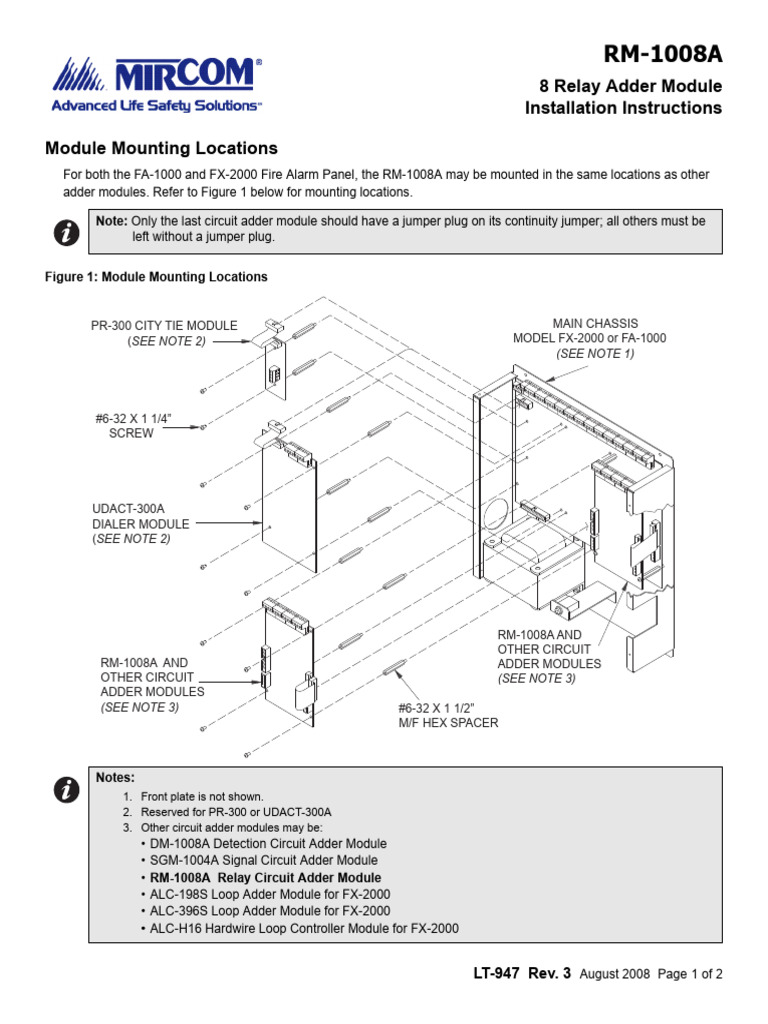 8 Relay Adder Module Installation Instructions Module Mounting Locations | PDF