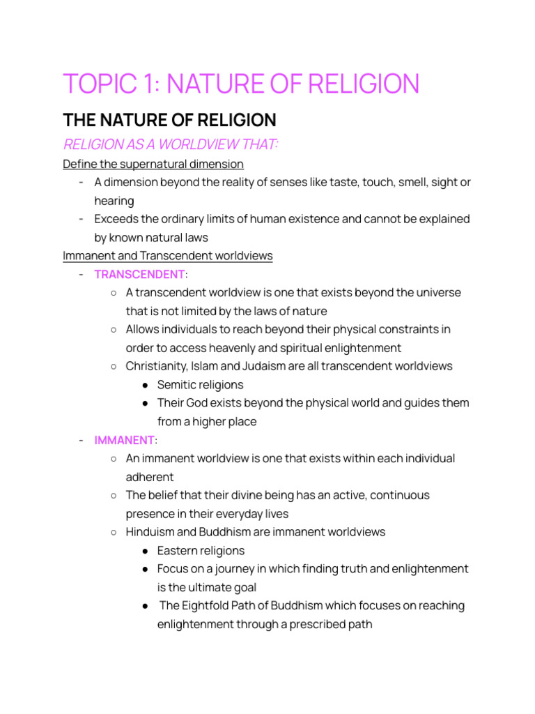 Topic 1 - Nature of Religion | PDF