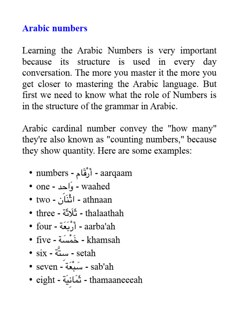 Arabic Numbers-Theory | PDF