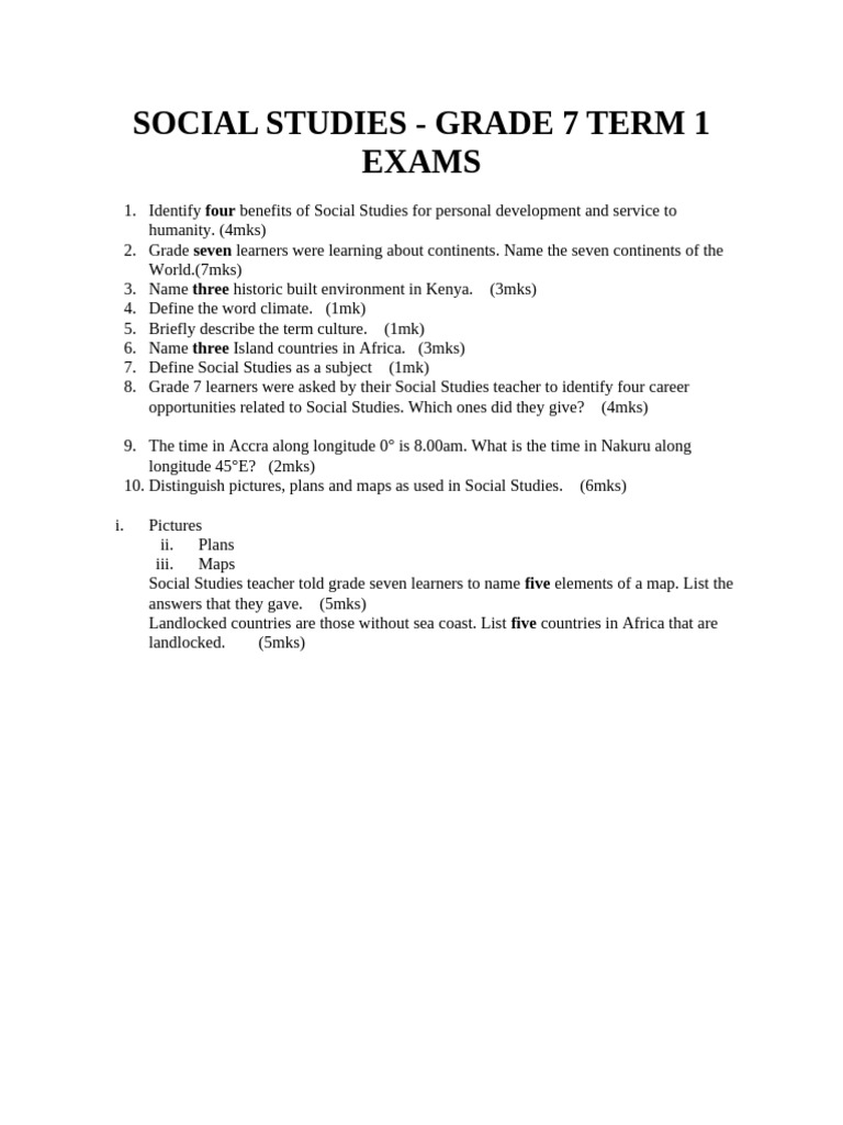 Social Studies Grade 7 | PDF