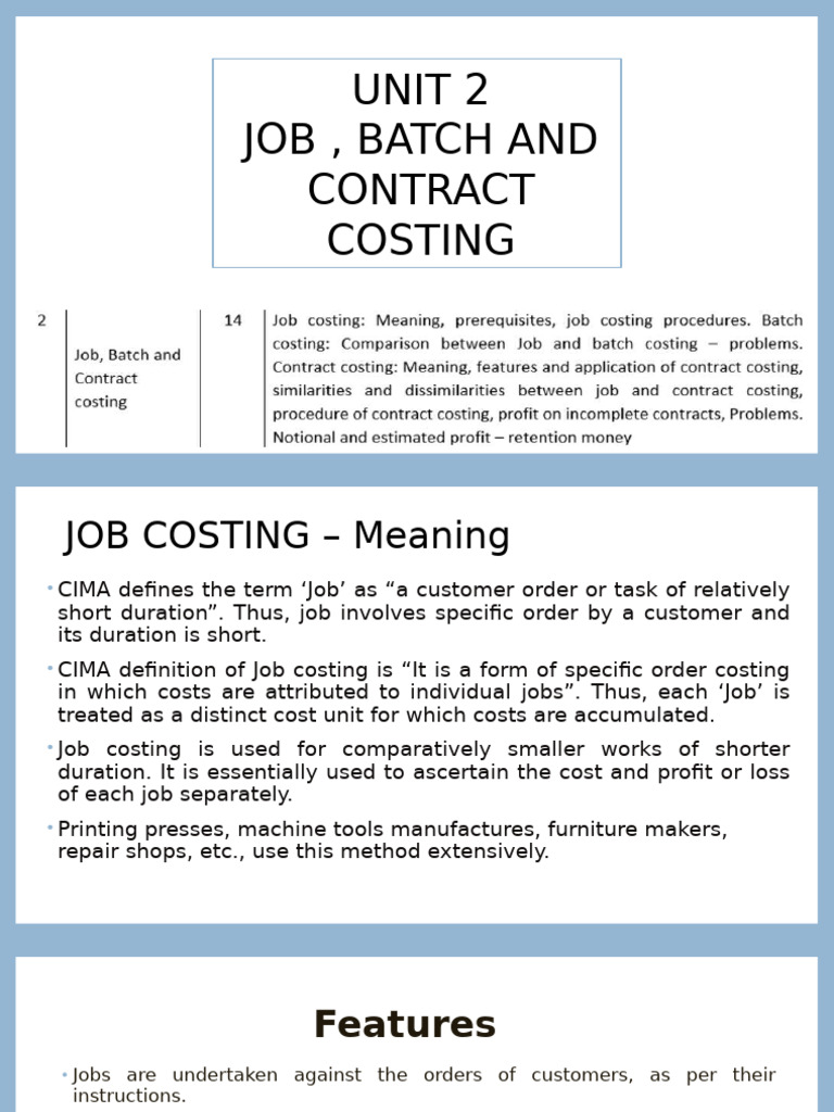 Job vs. Contract Costing Explained | PDF | Depreciation | Finance ...