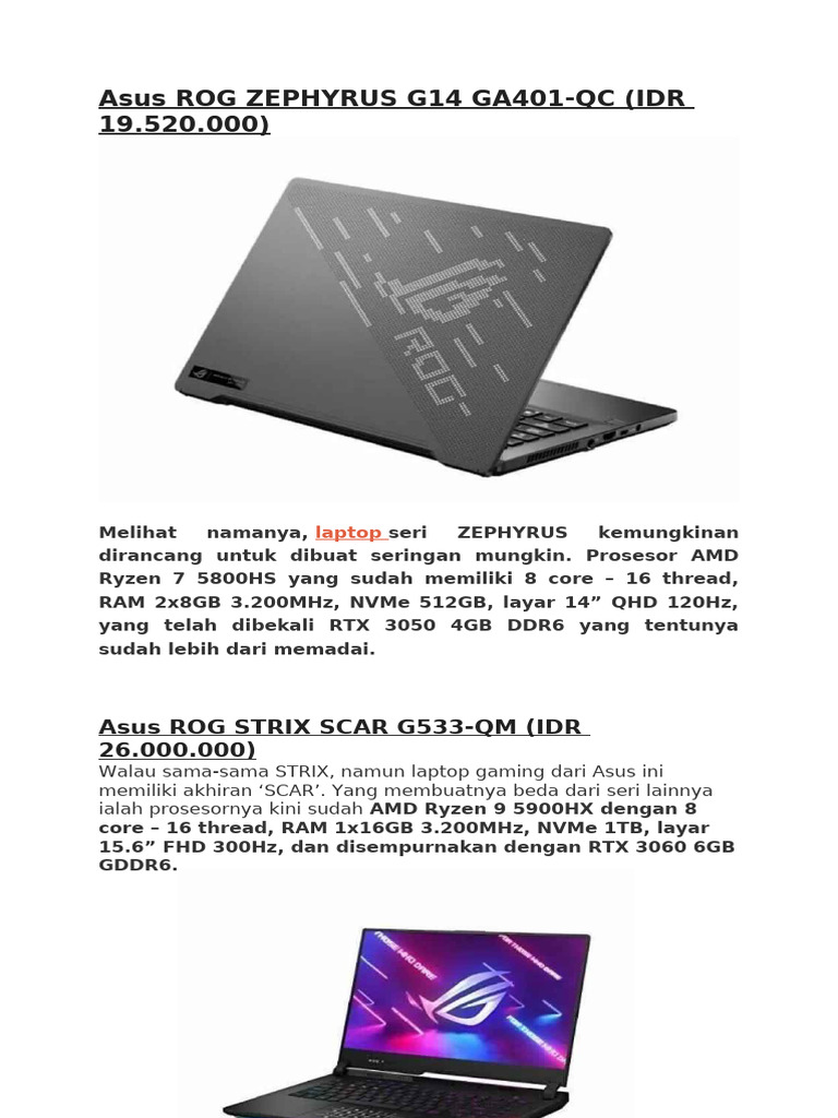 Asus Rog Zephyrus g14 Ga401 | PDF