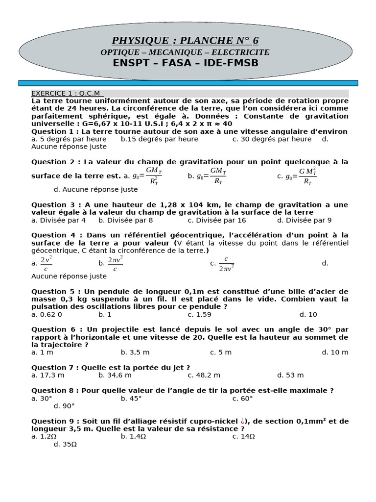 TD 6 Bestbest+ PREPA Best PHYSIQUE | PDF