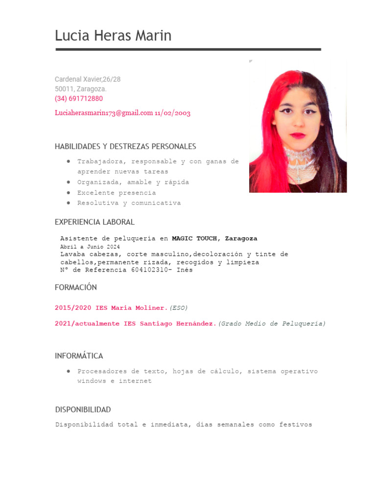 CV Lucia Heras Marin | PDF