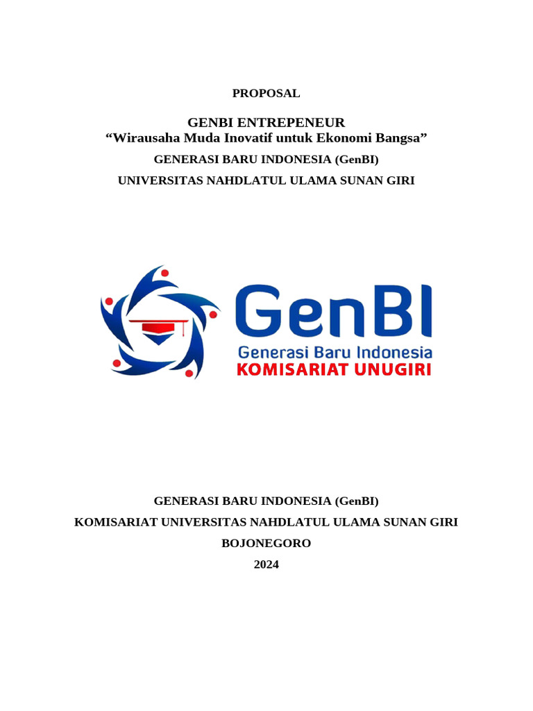 Proposal Proker KWU Genbi Entrepeneur | PDF