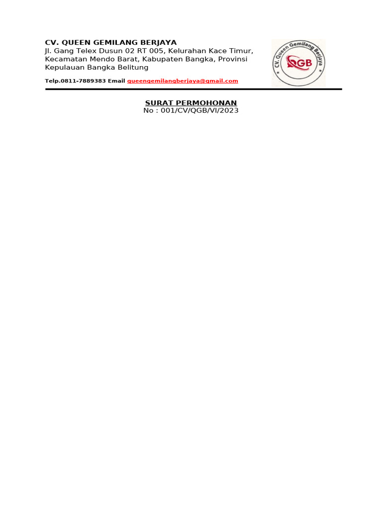 Kop Surat CV QGB | PDF