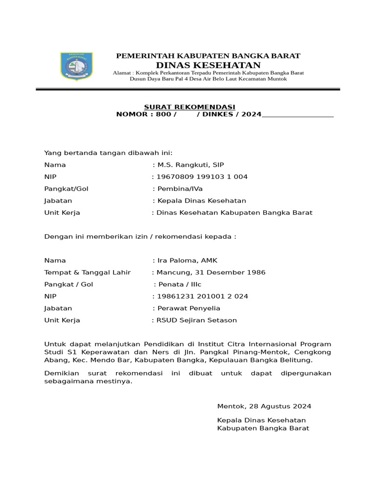Rekomendasi DINKES | PDF