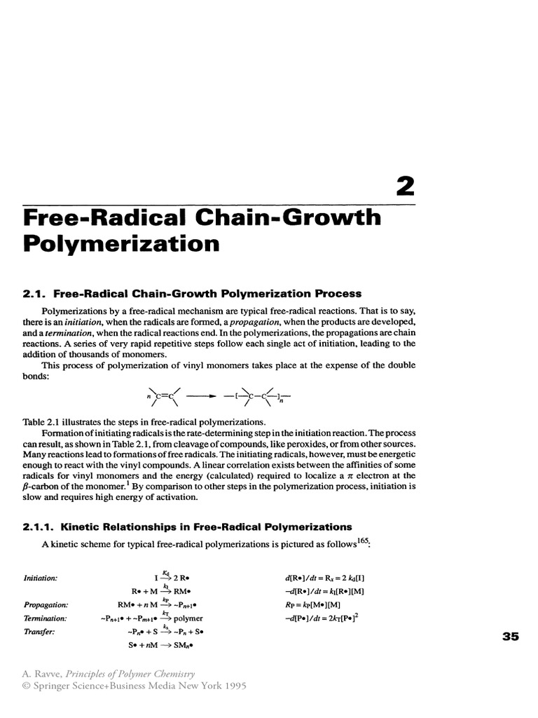 2.1. Free-Radical Chain-Growth Polymerization Process | PDF