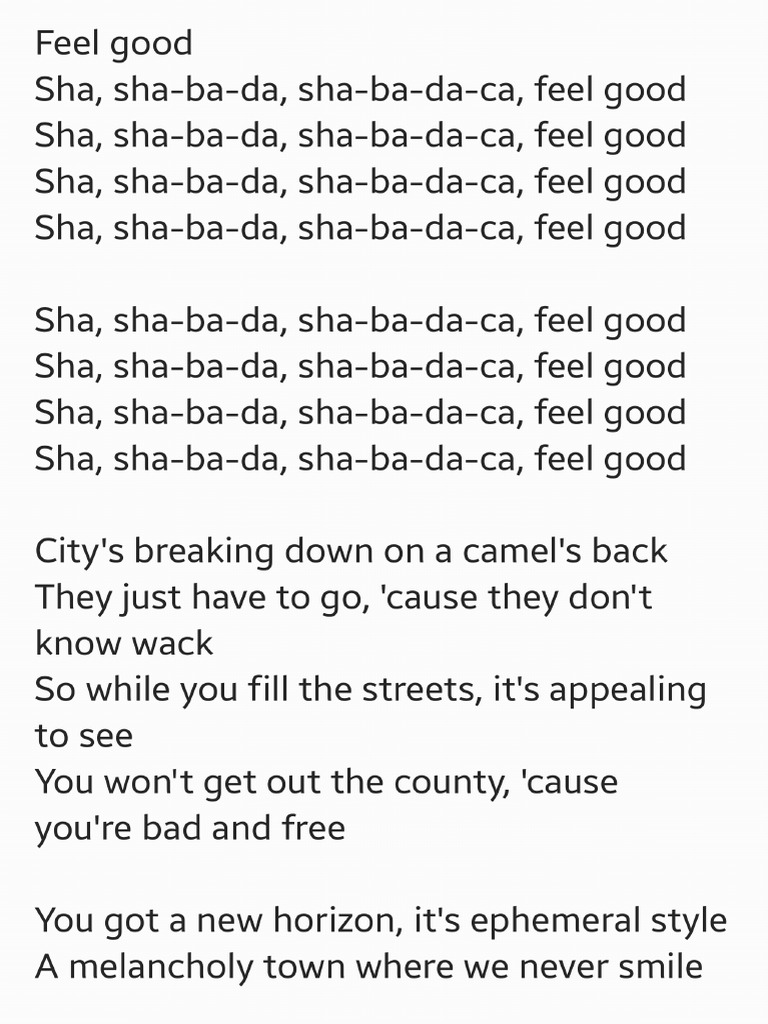 Feel Good Inc Lyrics | PDF