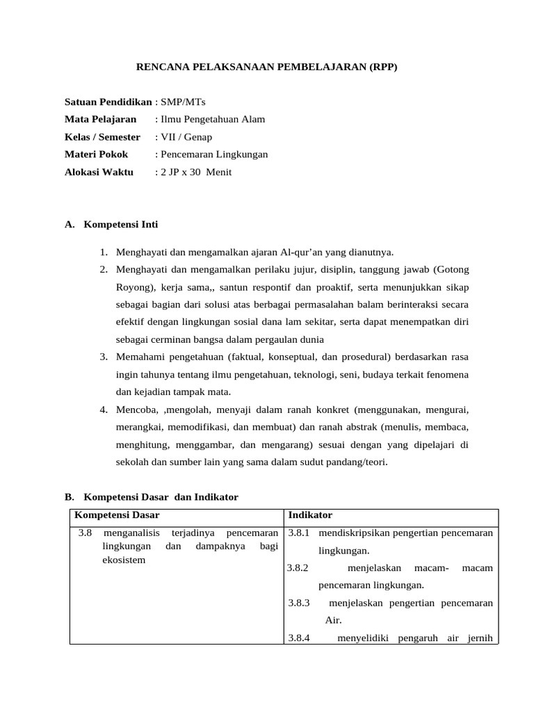 RPP KD 3.8 Kelas 7 | PDF