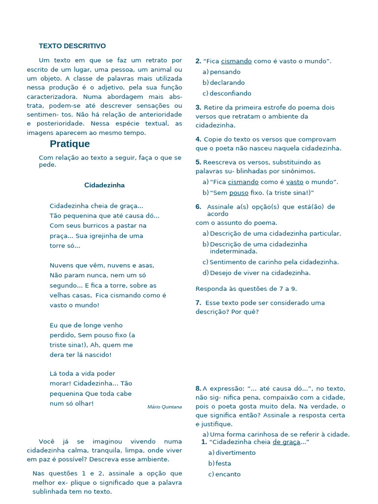 Texto Descritivo | PDF