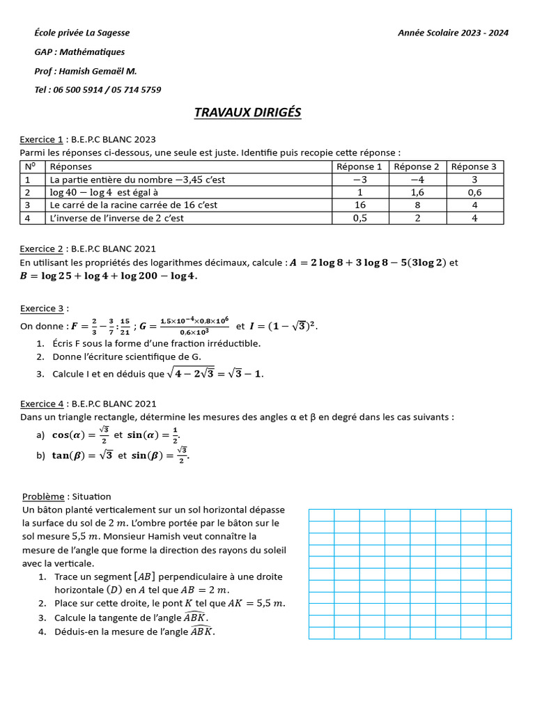 T.D Maths 3e Couleur | PDF