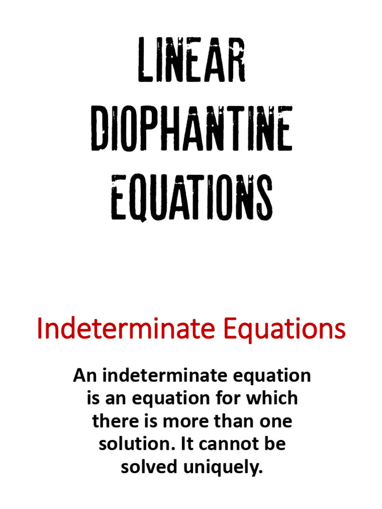 Linear Diophantine Equations | PDF Linear Diophantine Equations | PDF