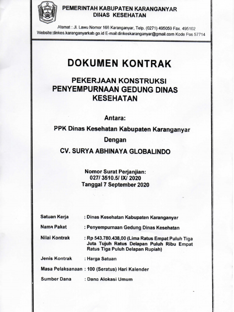 Kontrak Dinkes | PDF